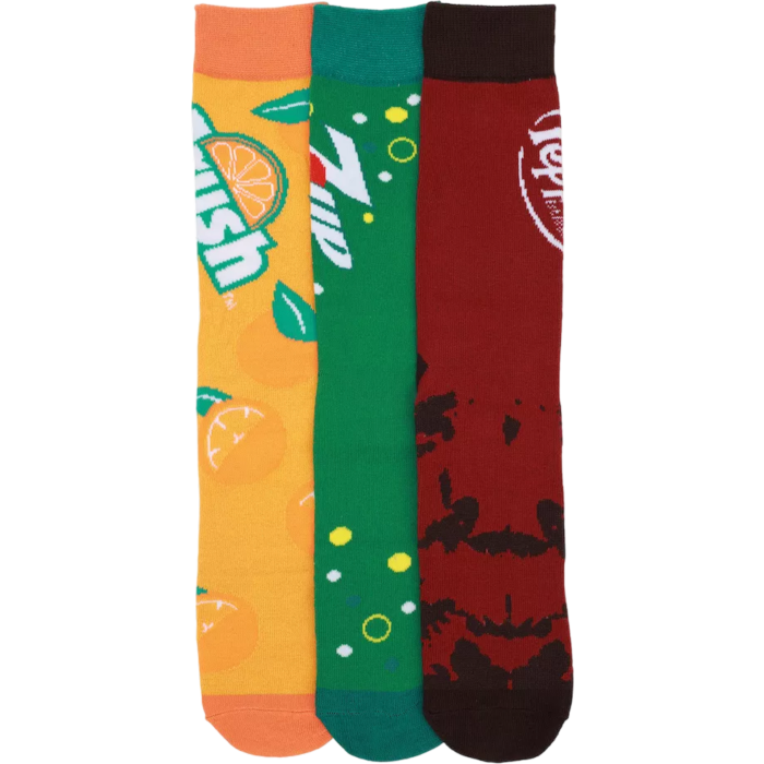 Dr. Pepper - Dr. Pepper, 7UP, & Crush Men's Crew Socks 3-Pack (Shoe ...