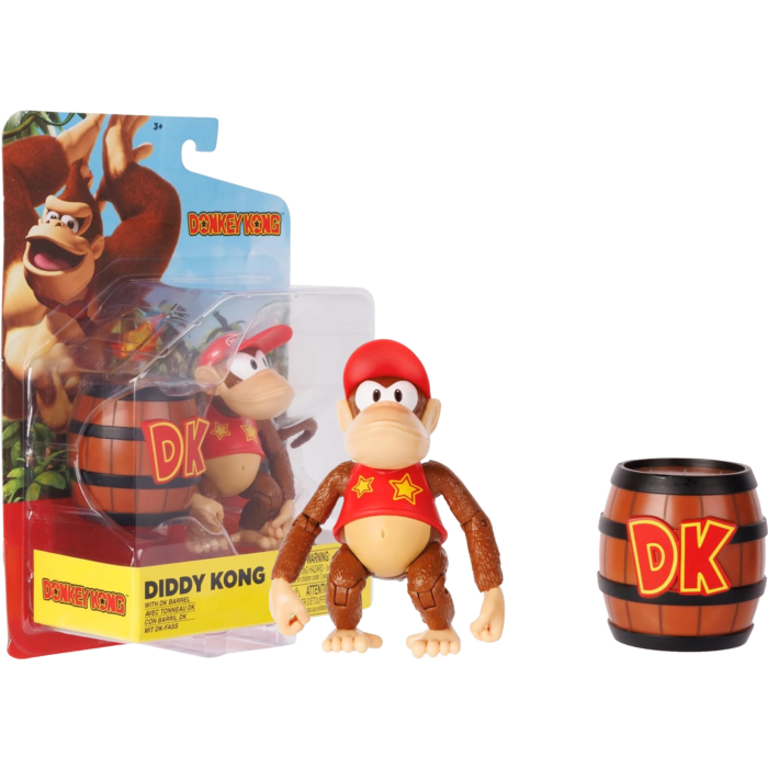 Donkey Kong | Diddy Kong with DK Barrel 4" Action Figure By Jakks ...