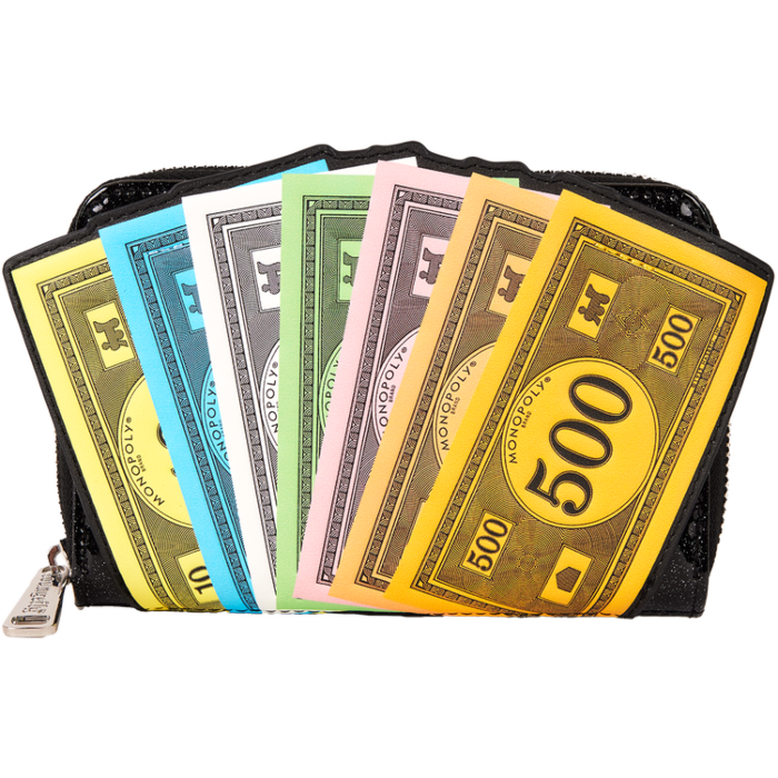 Monopoly - 90th Anniversary Money Glitter 4" Faux Leather Zip-Around ...